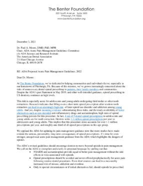 Letter to the ADA - The Benter Foundation